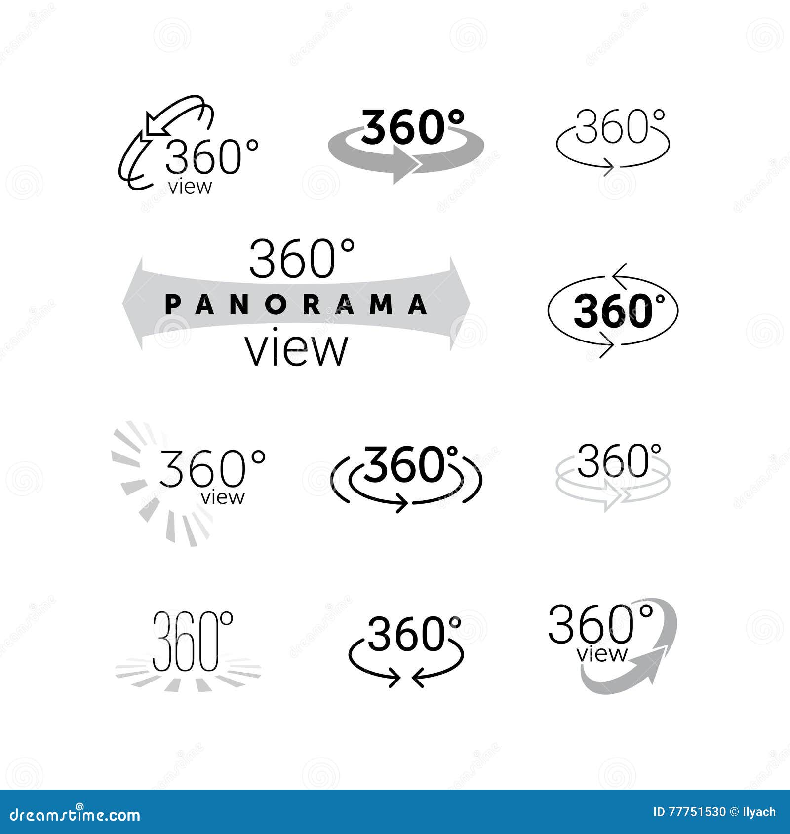 360 Degrees Rotating Virtual Reality VR View Icon Stock Illustration ...