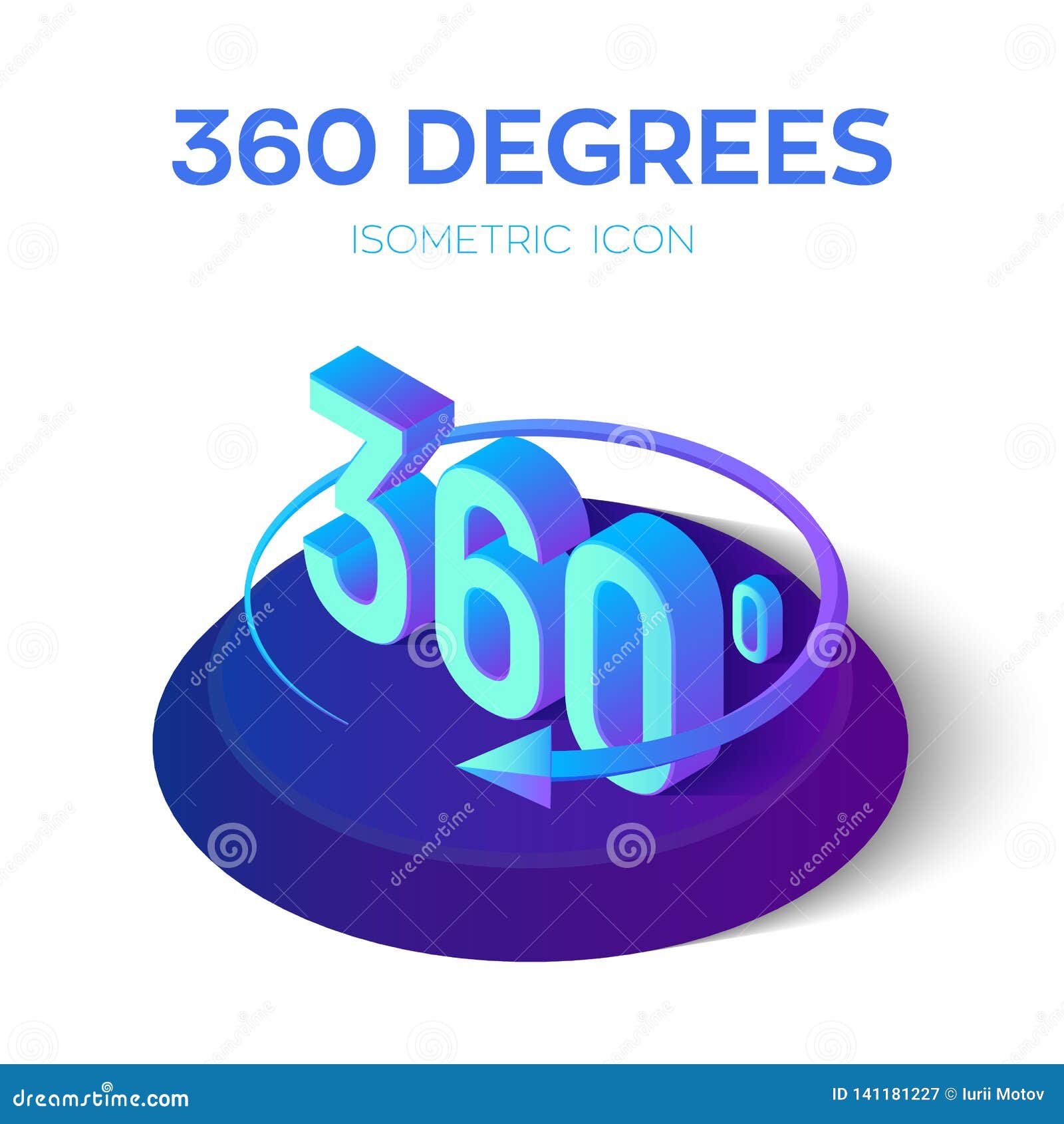 360 Degrees Sign. 3d Isometric Angle 360 Degrees View Icon. Virtual ...