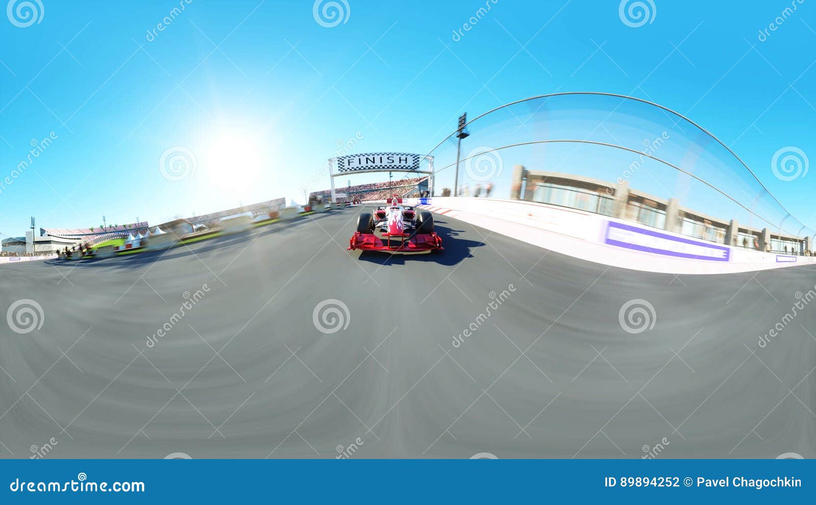 360 Degrees, Spherical Video. Race Car. Very Fast Driving 3d Rendering ...
