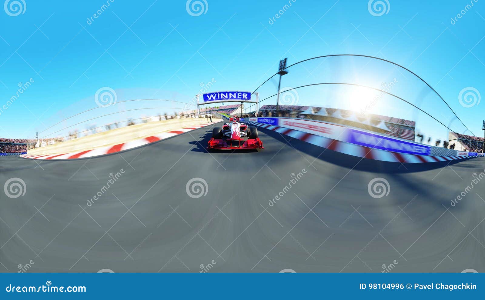 360 Degrees, Spherical Video. Race Car. Very Fast Driving 3d Rendering ...