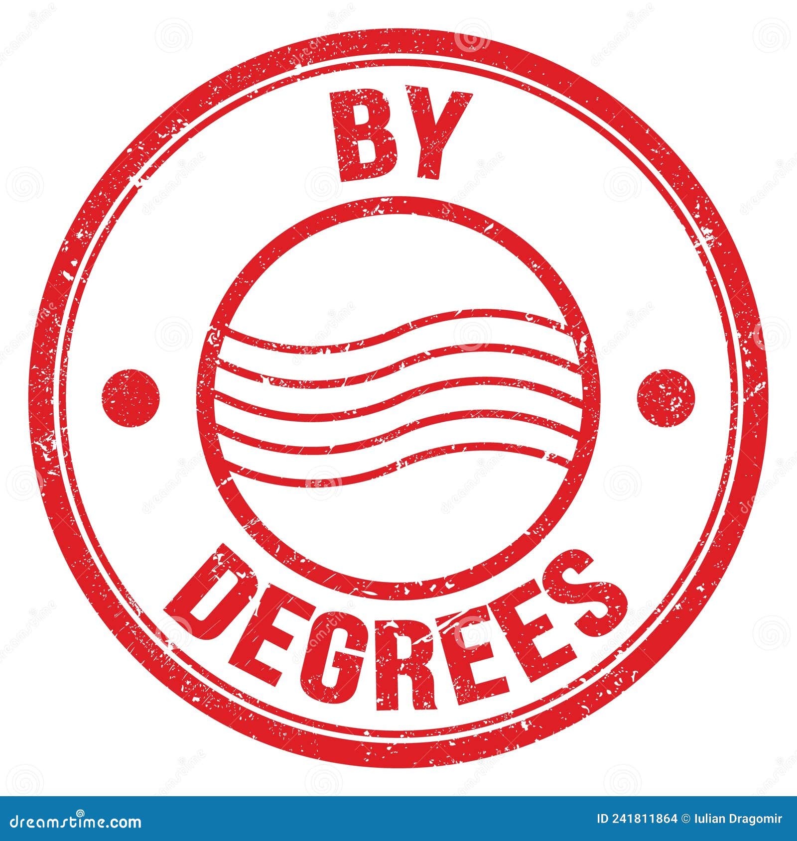 By DEGREES Text on Red Round Postal Stamp Sign Stock Illustration ...