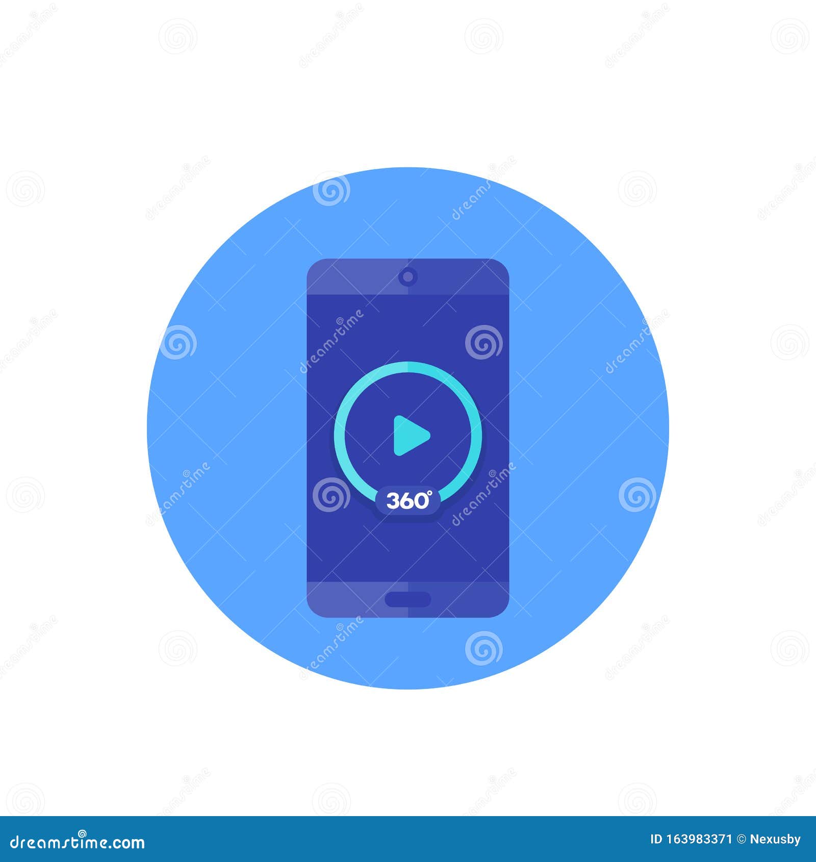 360 Degrees Video Player Icon on Mobile Screen Stock Vector ...
