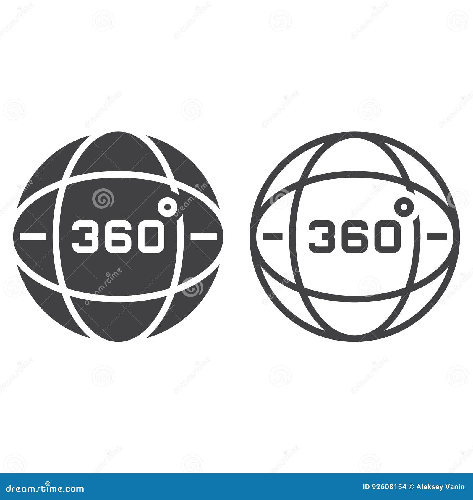 360 Degrees View Line Icon, Globe Outline and Solid Vector Sign, Linear ...