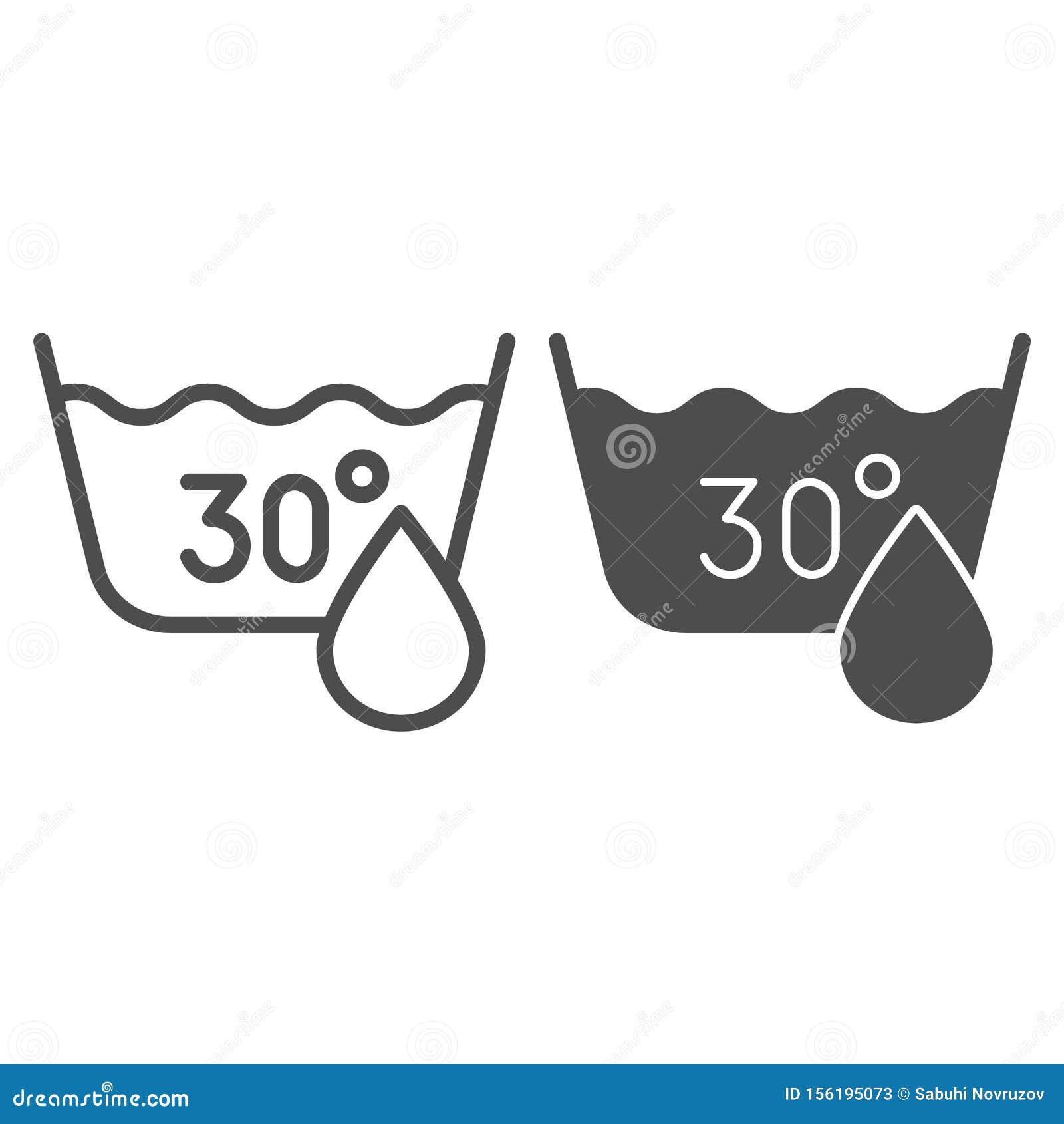 30 Degrees Washing Line and Glyph Icon. Delicate Wash Vector ... 30 Degrees Washing Line and Glyph Icon. Delicate Wash Vector ...