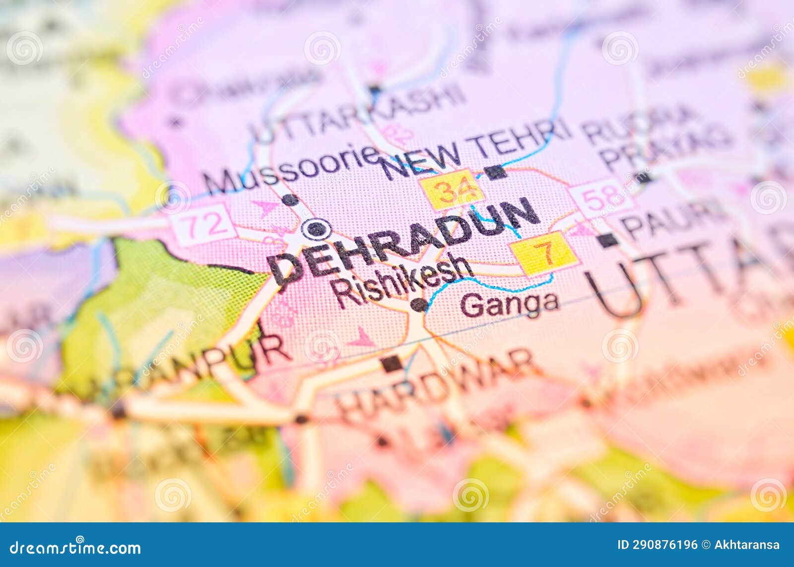 Dehradun on a Map of India with Blur Effect Stock Photo - Image of ...