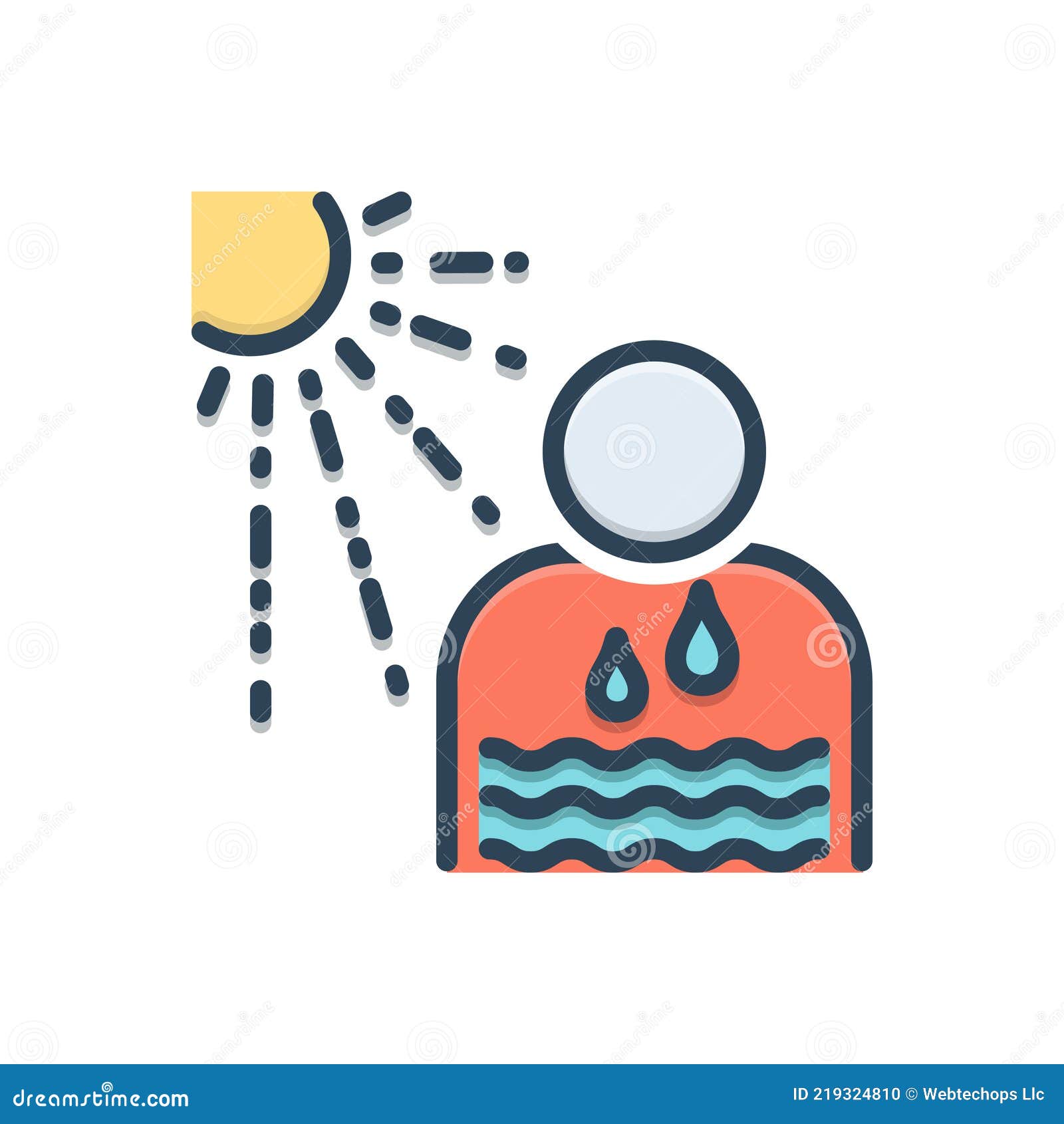 Color Illustration Icon for Dehydrate, Sunstroke and Dehydration Stock ...