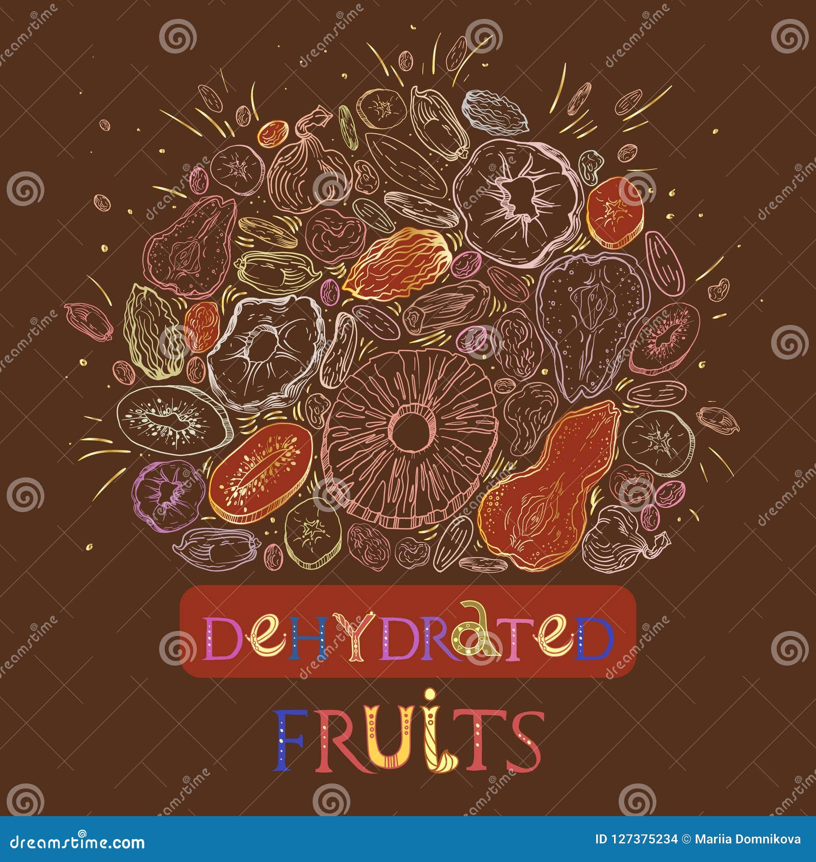 Dehydrated fruit pattern stock vector. Illustration of engraved - 127375234