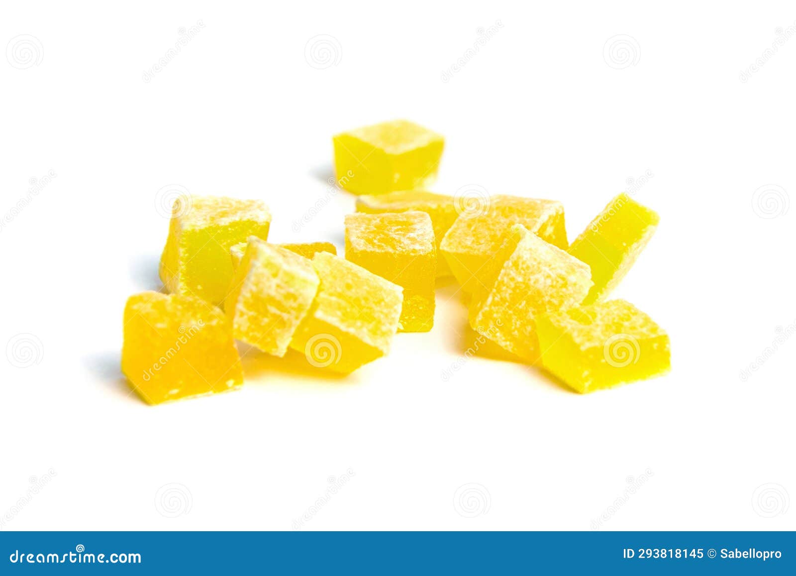 Dehydrated Mango Dices Isolated on White Background. Dried Mango Cubes ...
