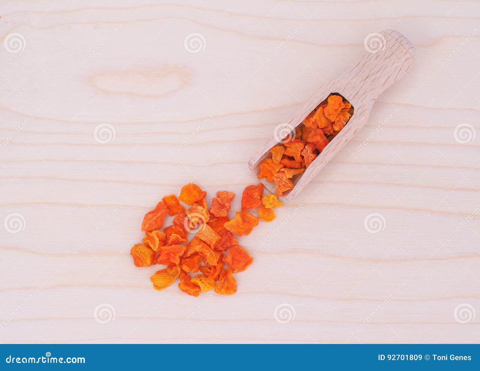 Dehydrated Pumpkin Flakes on Wooden Plate Stock Image - Image of fast ...