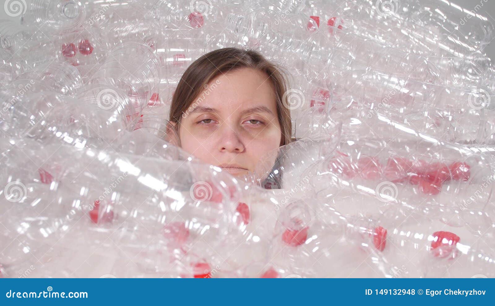 Dehydrated Sick Woman is Lying in a Pile of Plastic Bottles ...