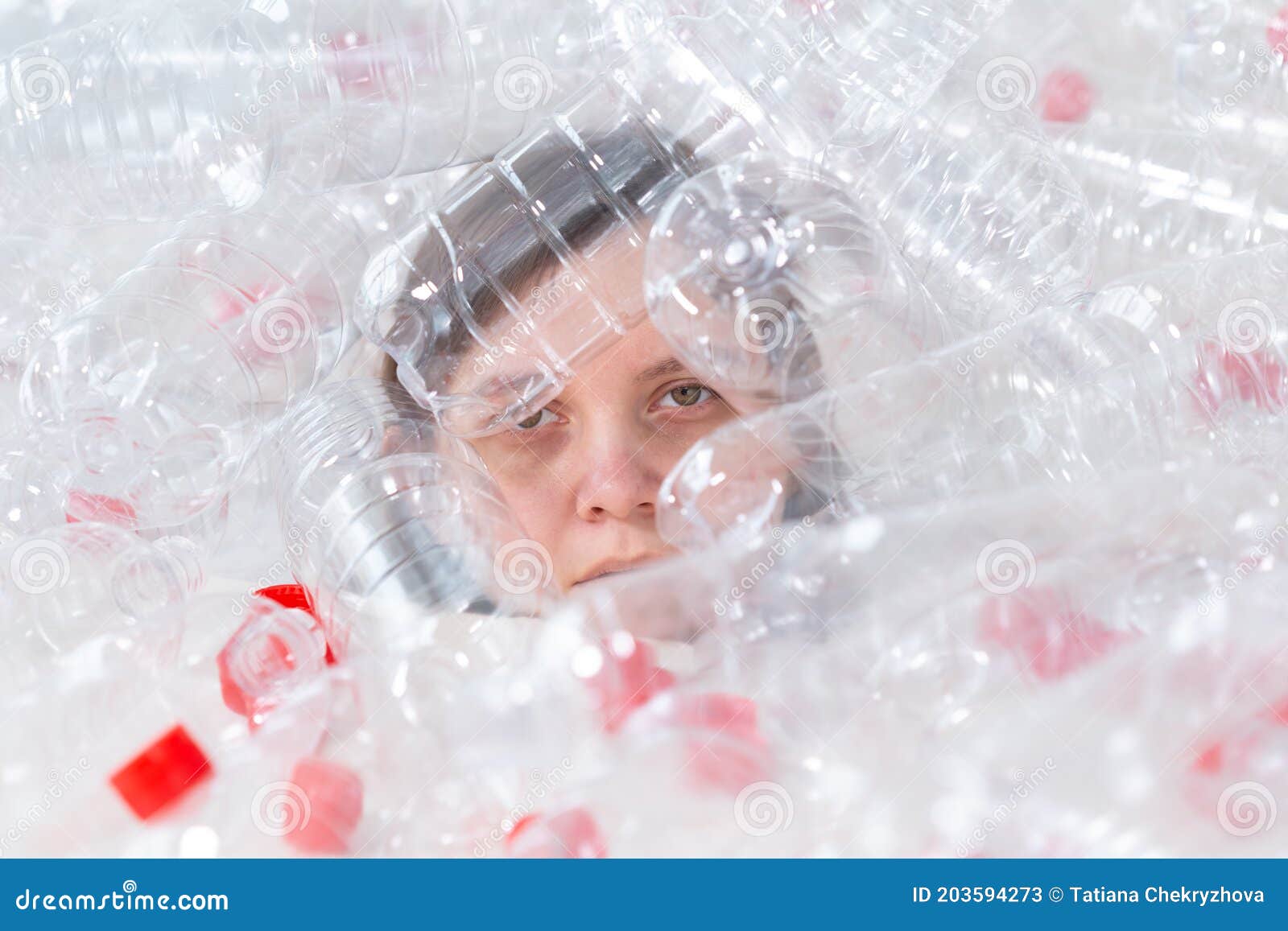 Dehydrated Sick Woman is Lying in a Pile of Plastic Bottles ...
