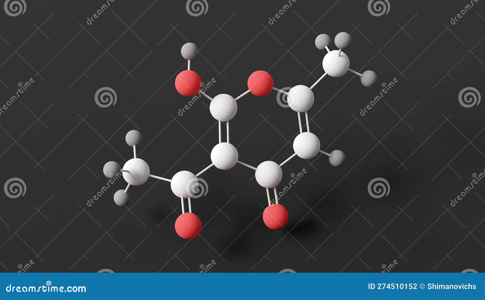 Dehydroacetic Acid Molecule, Molecular Structure, E265, Ball And Stick ...