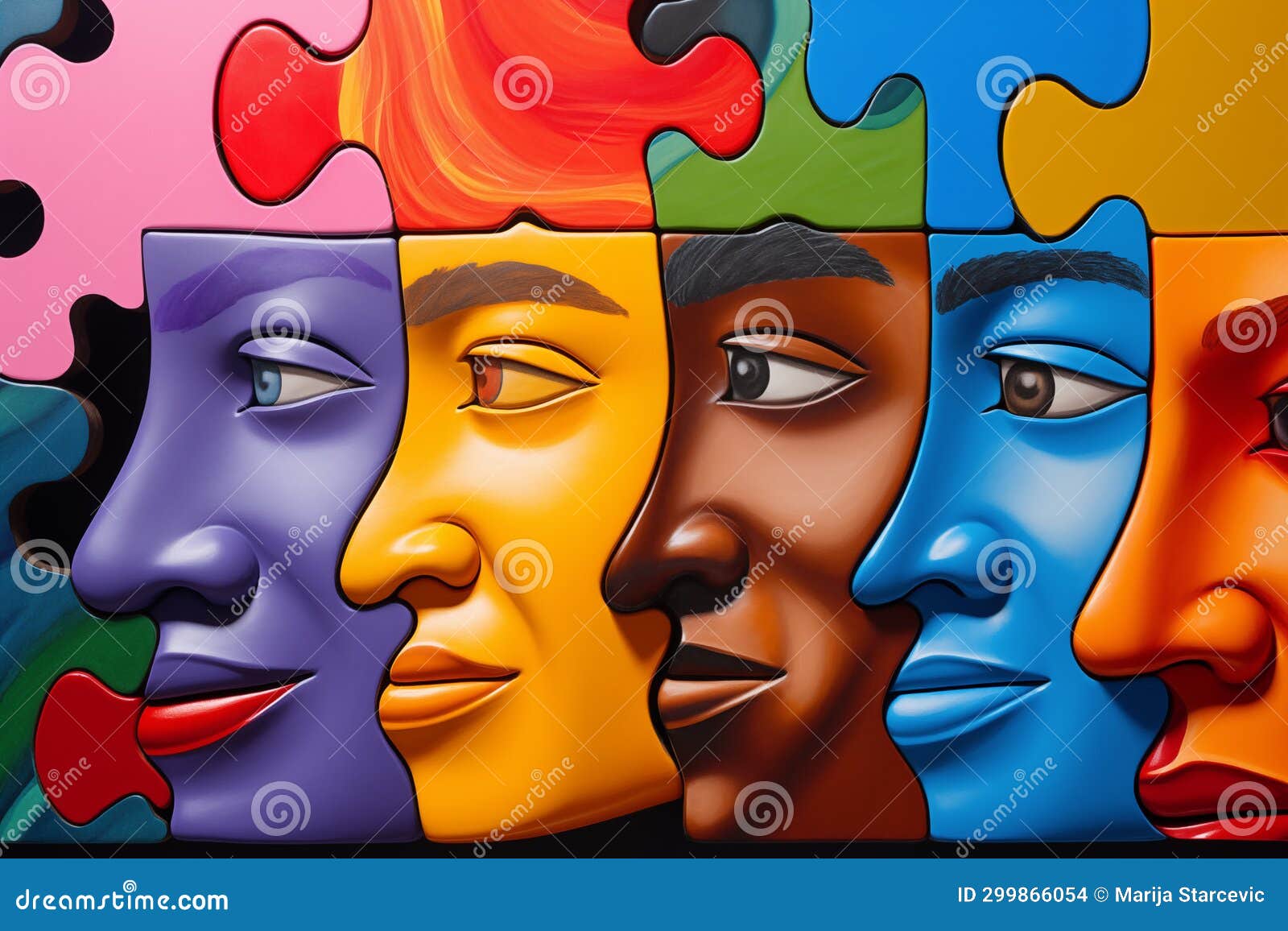 DEI, Diversity Equity and Inclusion Concept. Different Faces Puzzle ...