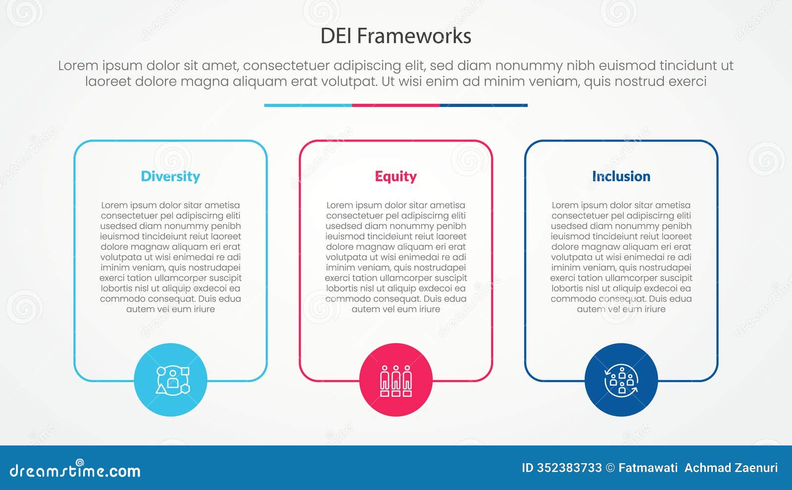 DEI Frameworks Infographic Concept for Slide Presentation with Big Box ...