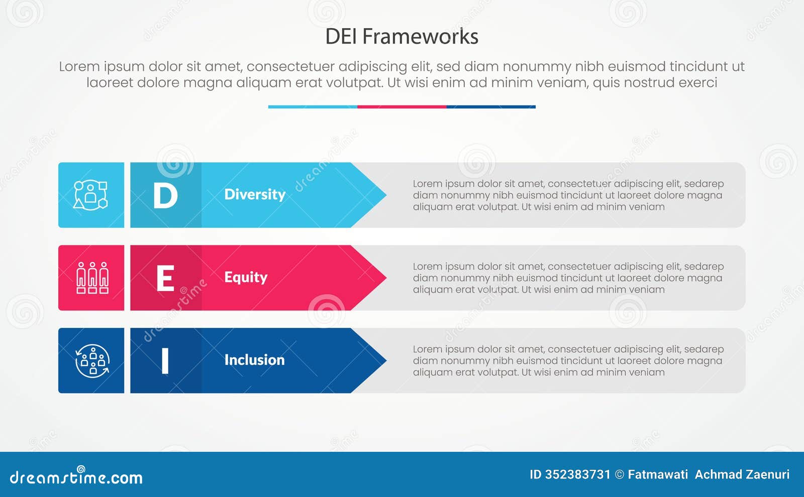 DEI Frameworks Infographic Concept for Slide Presentation with Big Box ...