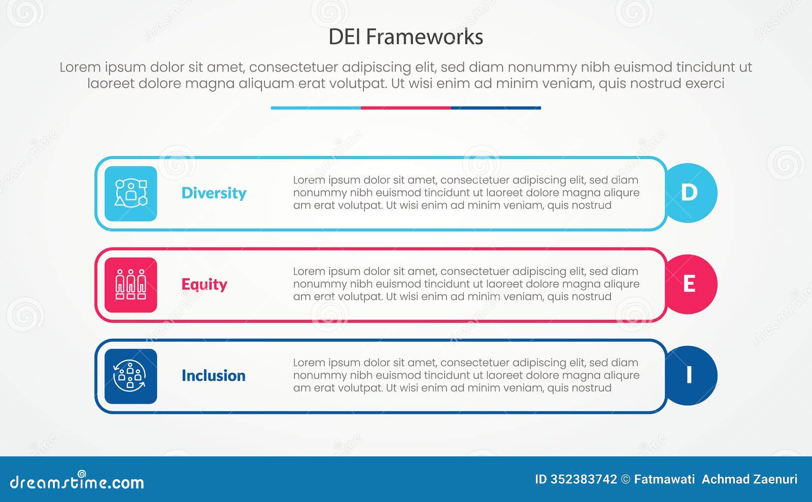 DEI Frameworks Infographic Concept for Slide Presentation with Outline ...