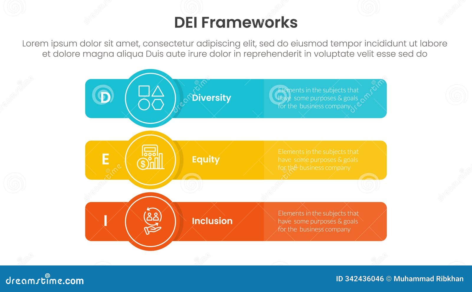 DEI Organizational Frameworks Infographic 3 Point With Vertical Hexagon ...