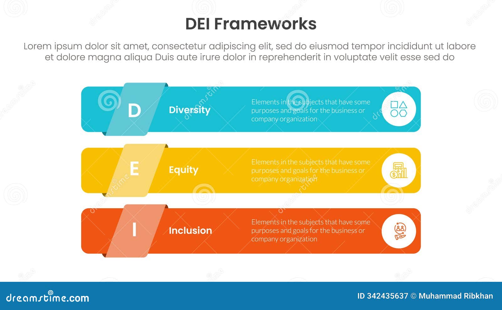 DEI Organizational Frameworks Infographic 3 Point With Long Round ...