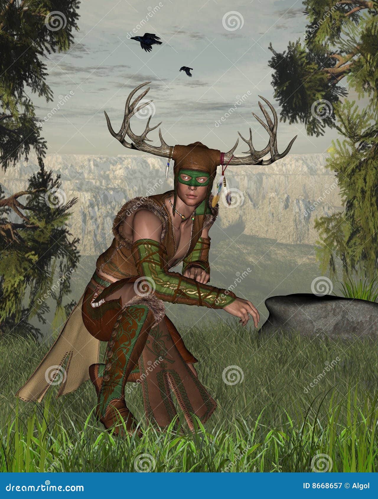 Deidad del arbolado stock de ilustración. Ilustración de deidad - 8668657