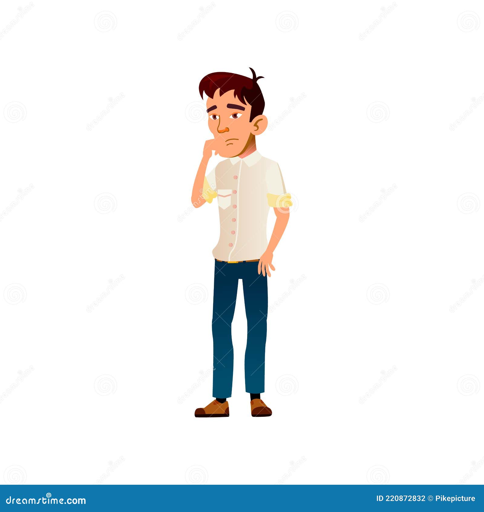 Dejected Boy Thinking Cartoon Vector Stock Vector - Illustration of ...