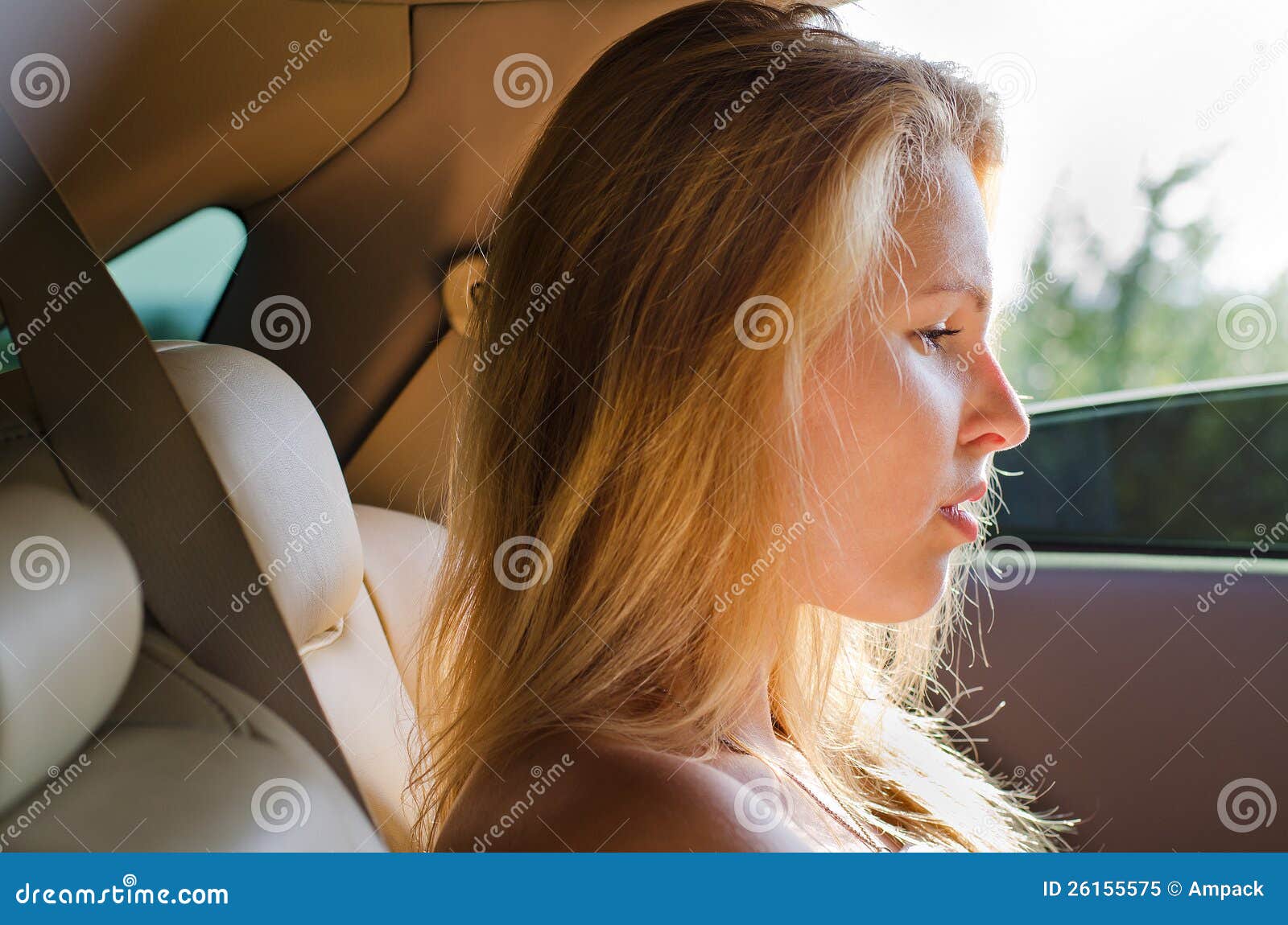 Dejected Woman Sitting in a Car Stock Image - Image of girl, people ...