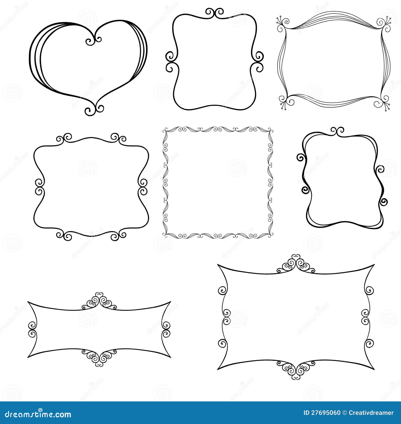 Dekorativ Hand Tecknade Ramar Vektor Illustrationer - Illustration av ...