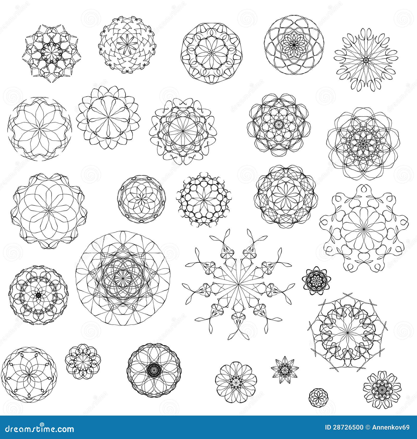 Dekorative Rosetten Eingestellt Stock Abbildung - Illustration von ...