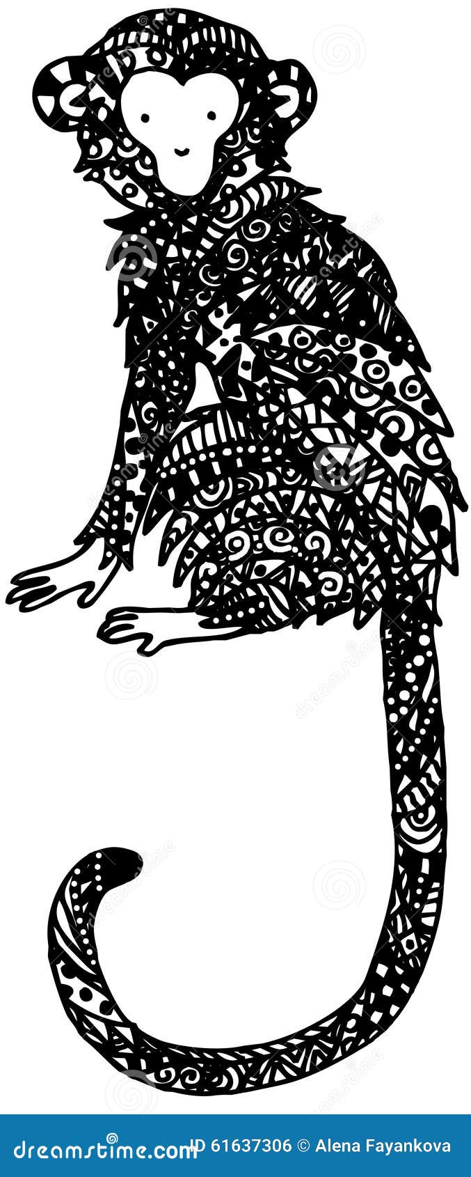 Dekorativer Affe Grafischer Illustrationsaffe Handgemachter ...