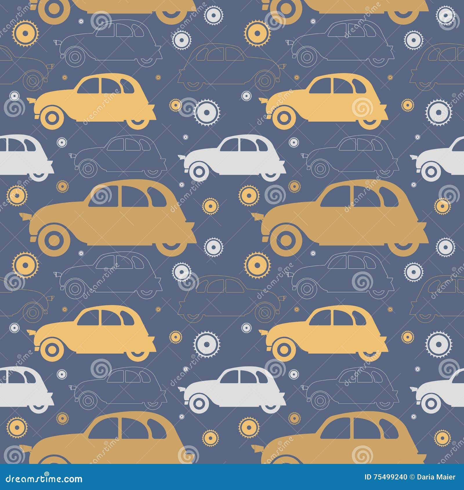 Dekoratives Nahtloses Muster Mit Retro- Autos Vektor Abbildung ...