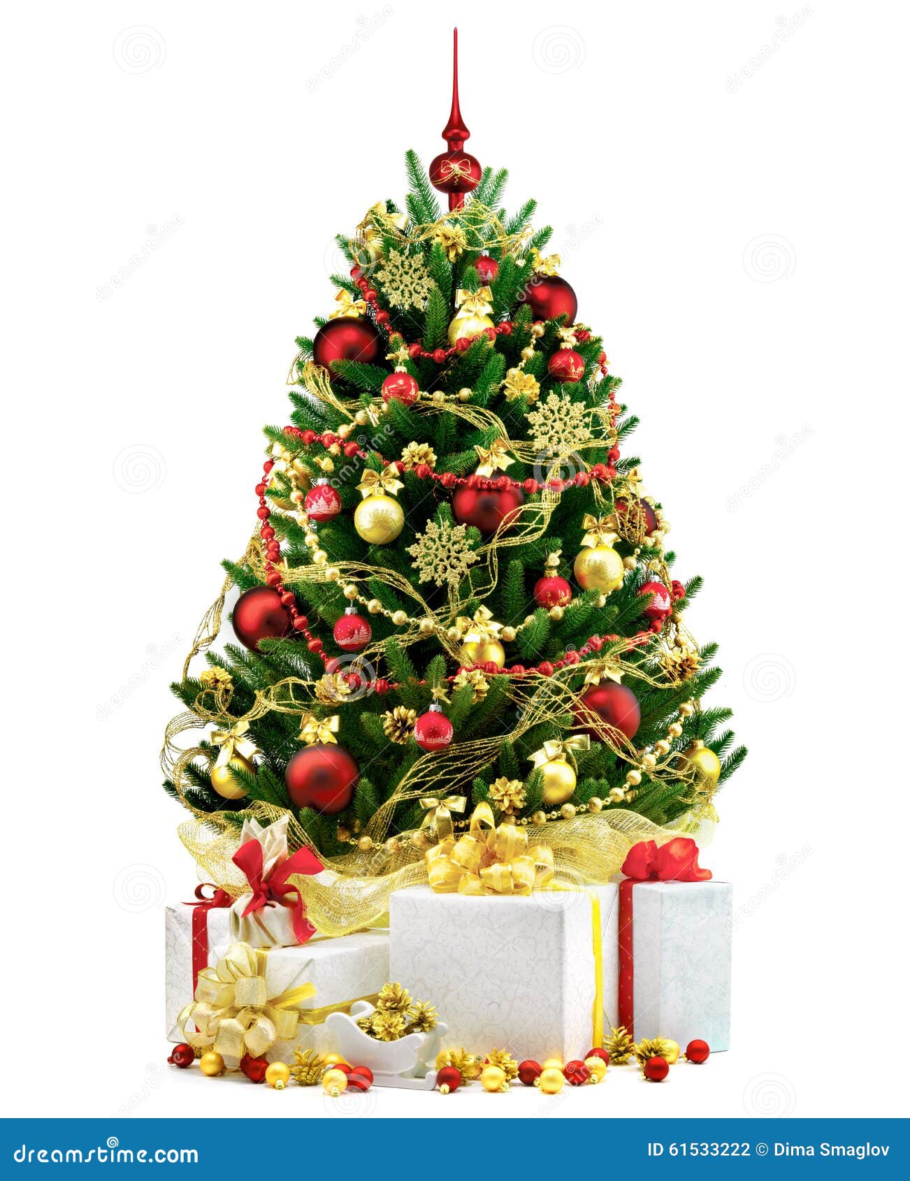 Dekorerad Julgran På Vit Bakgrund Arkivfoto - Bild av deltagare, träd ...