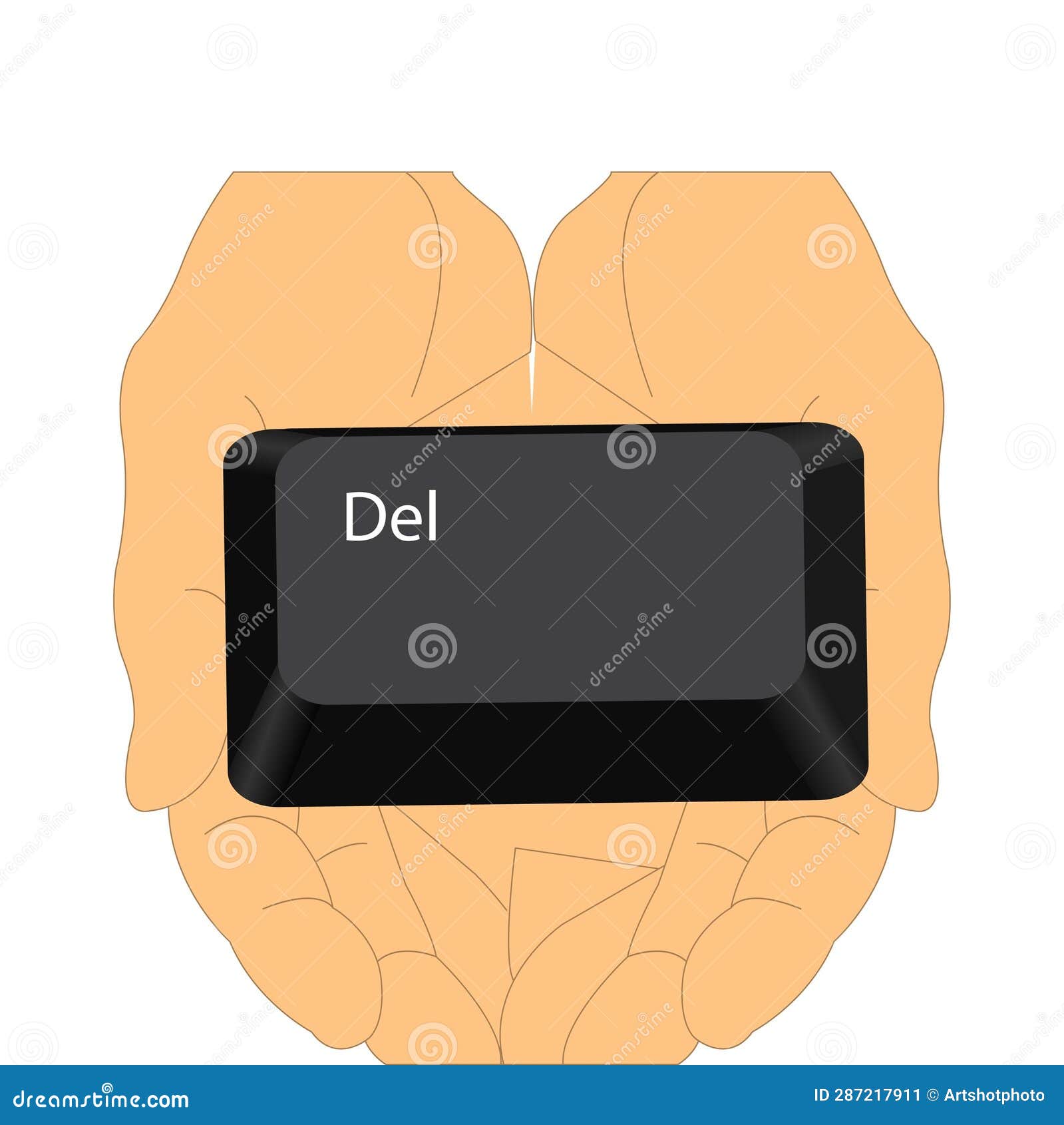 Hands Holding the Del Button Key from a Keyboard Stock Illustration ...