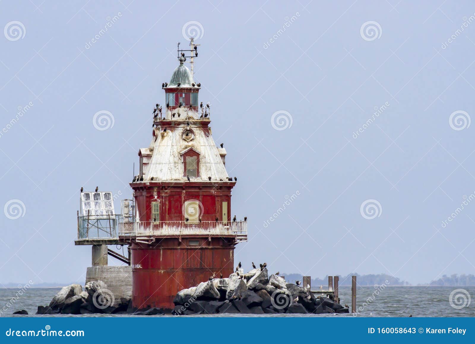 Delaware Bay Ship John Shoal Lighthouse Stock Image - Image of ...