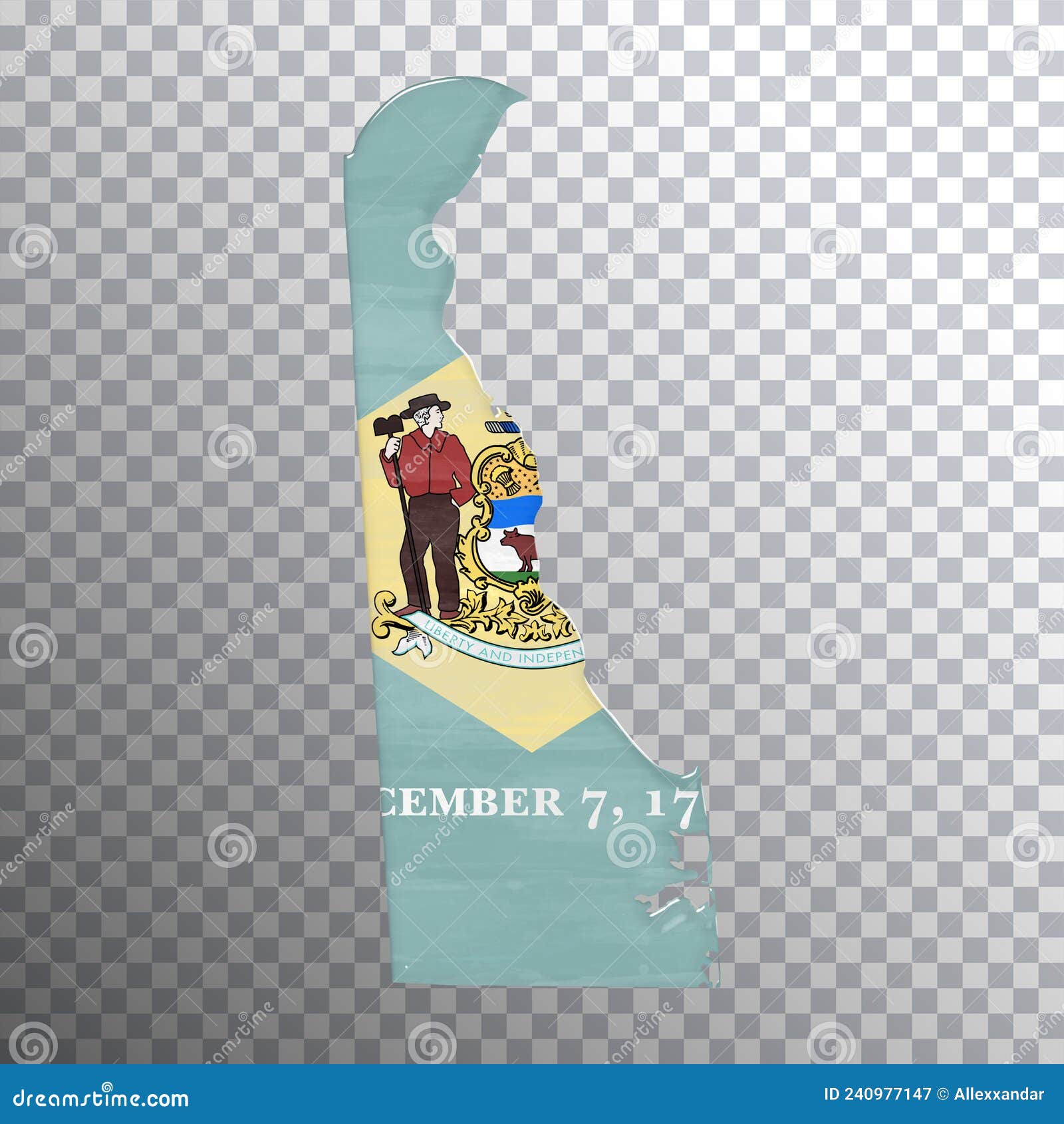Delaware Flag and Map, Transparent Background Stock Illustration ...