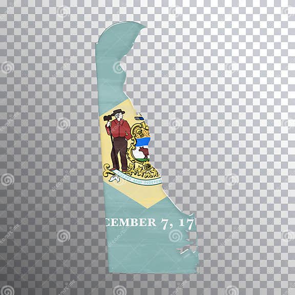 Delaware Flag and Map, Transparent Background Stock Illustration ...
