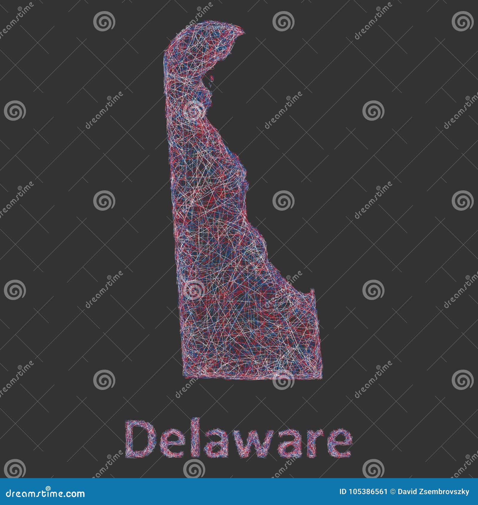 Delaware line art map stock vector. Illustration of vector - 105386561