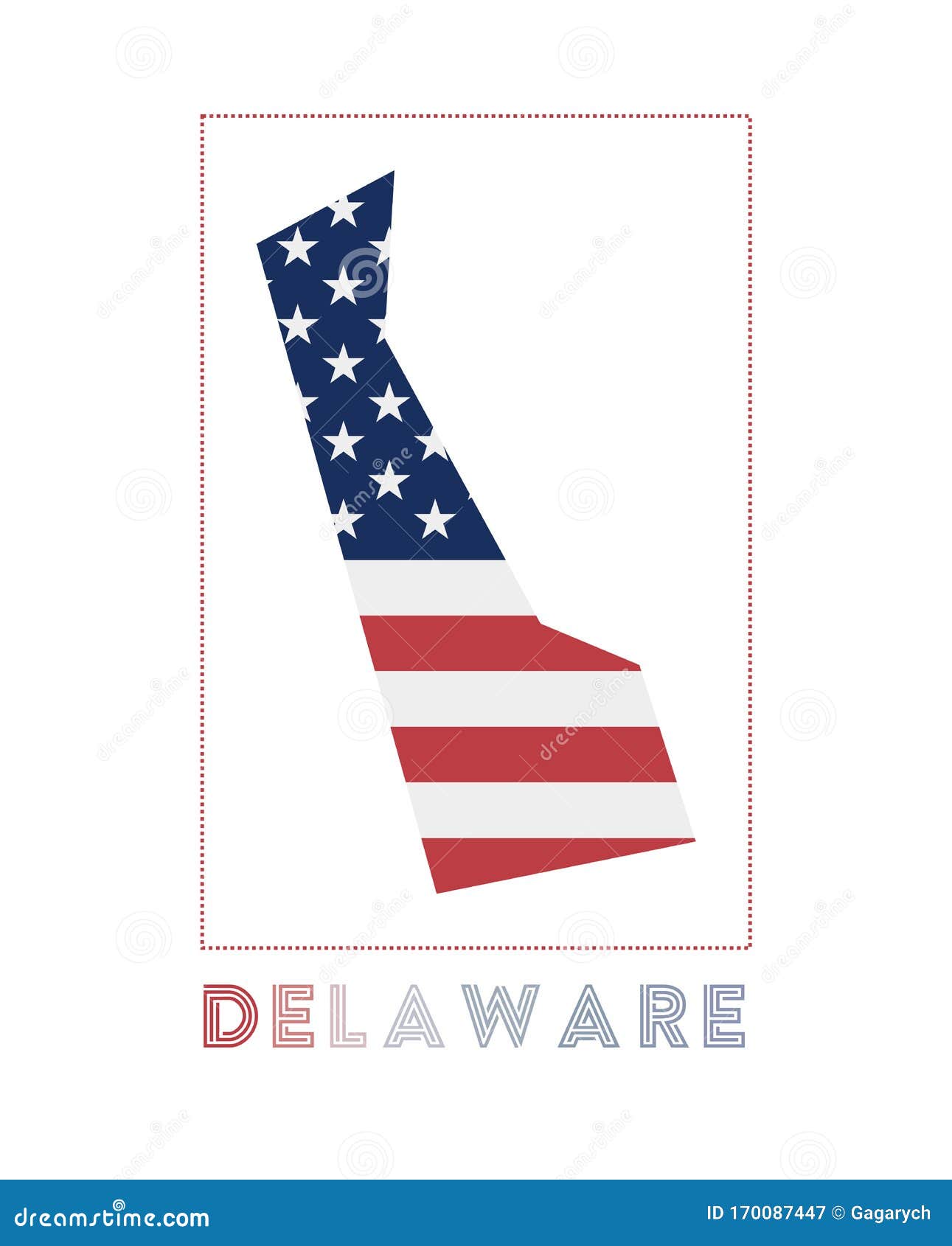 Delaware Logo. Map of Delaware with Us State Name. Stock Vector ...