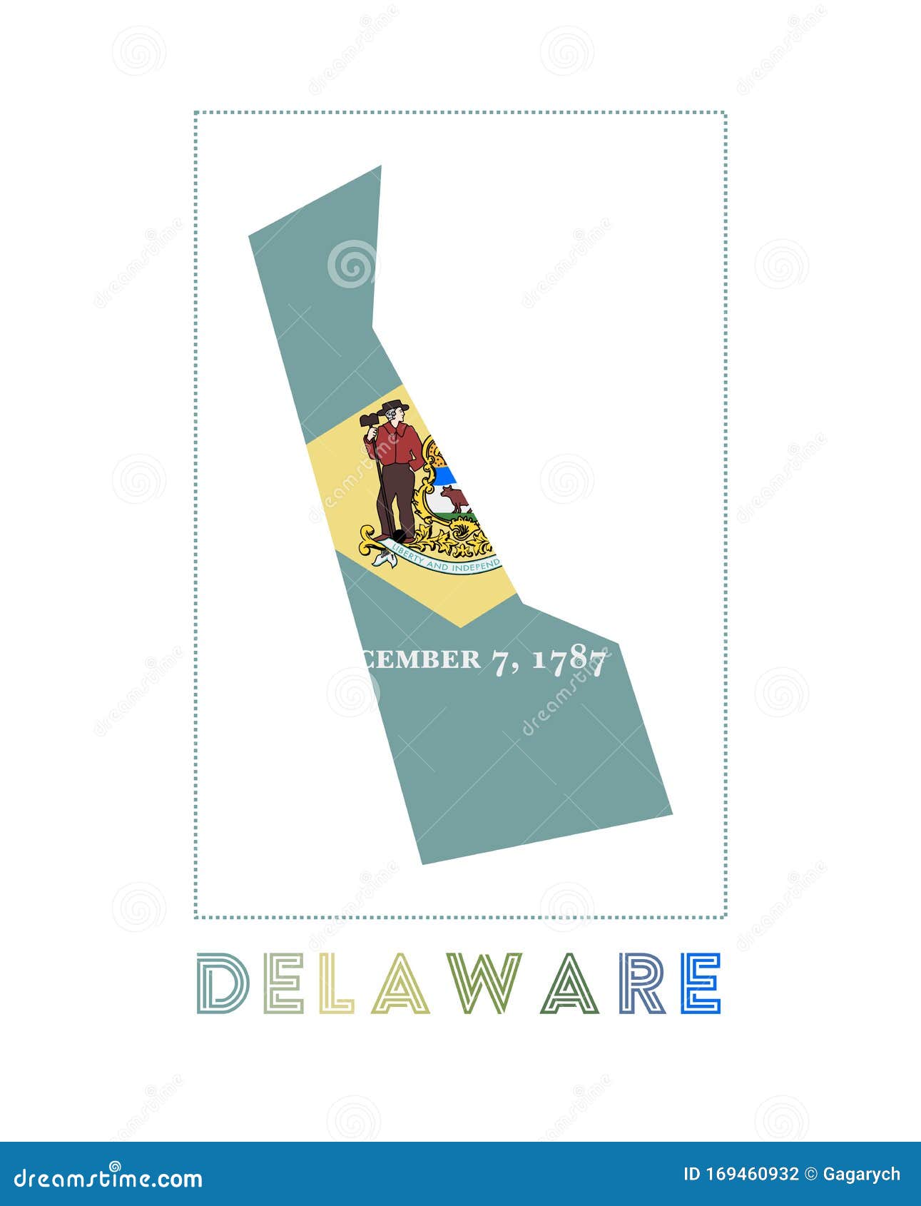 Delaware Logo. Map of Delaware with Us State Name. Stock Vector ...
