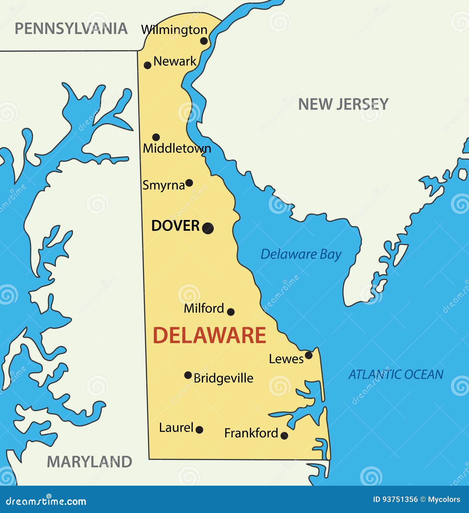 Delaware - Map Of State - Vector | CartoonDealer.com #93751356