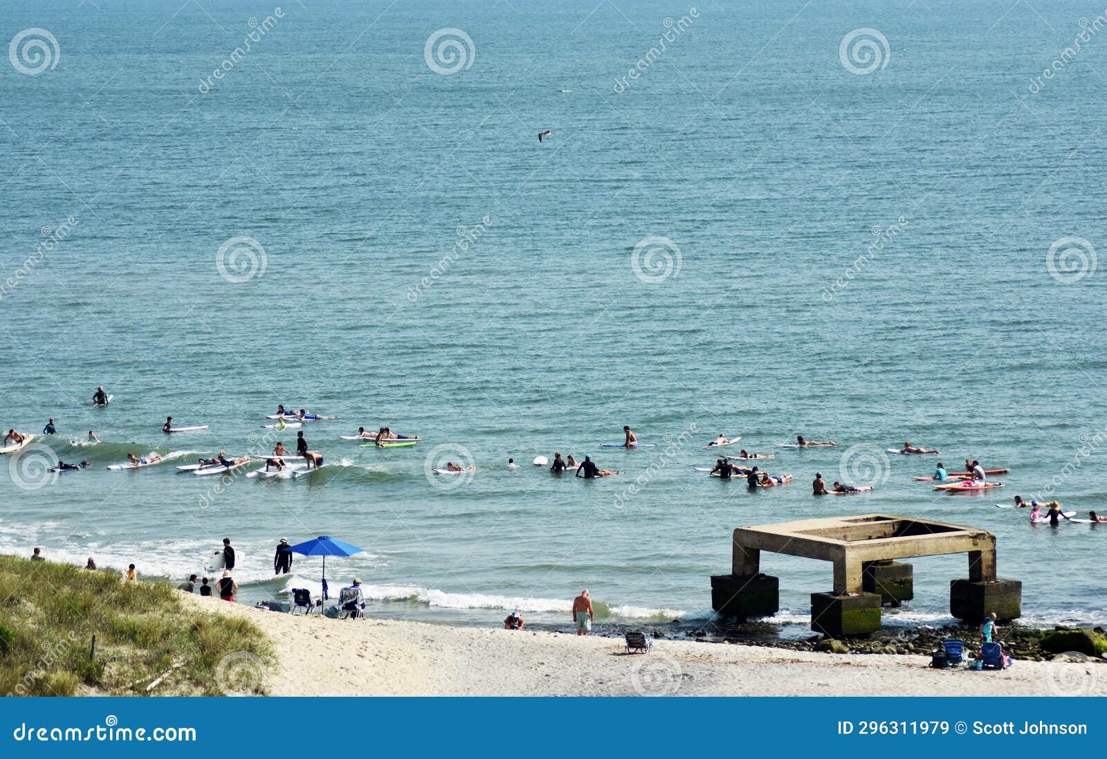 Delaware Ocean with Surfers in the Water Stock Image - Image of surfers ...