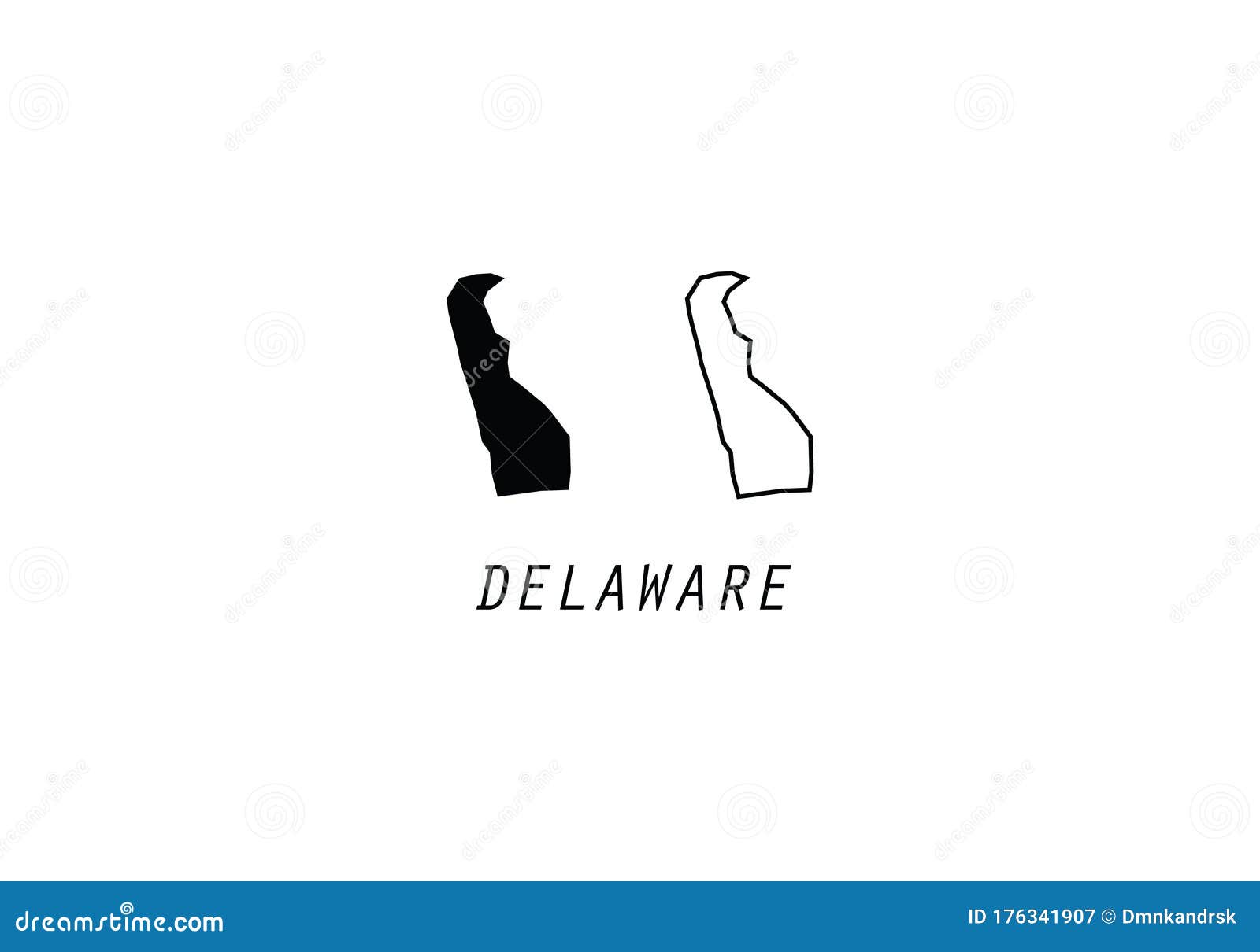Delaware Outline Map State Shape USA America Borders Stock Vector ...