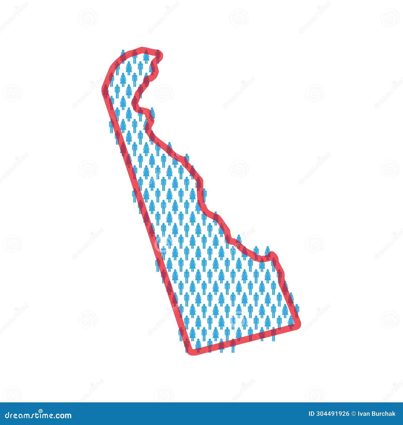 Delaware People Map. Detailed Vector Silhouette. Mixed Crowd Of Men And ...