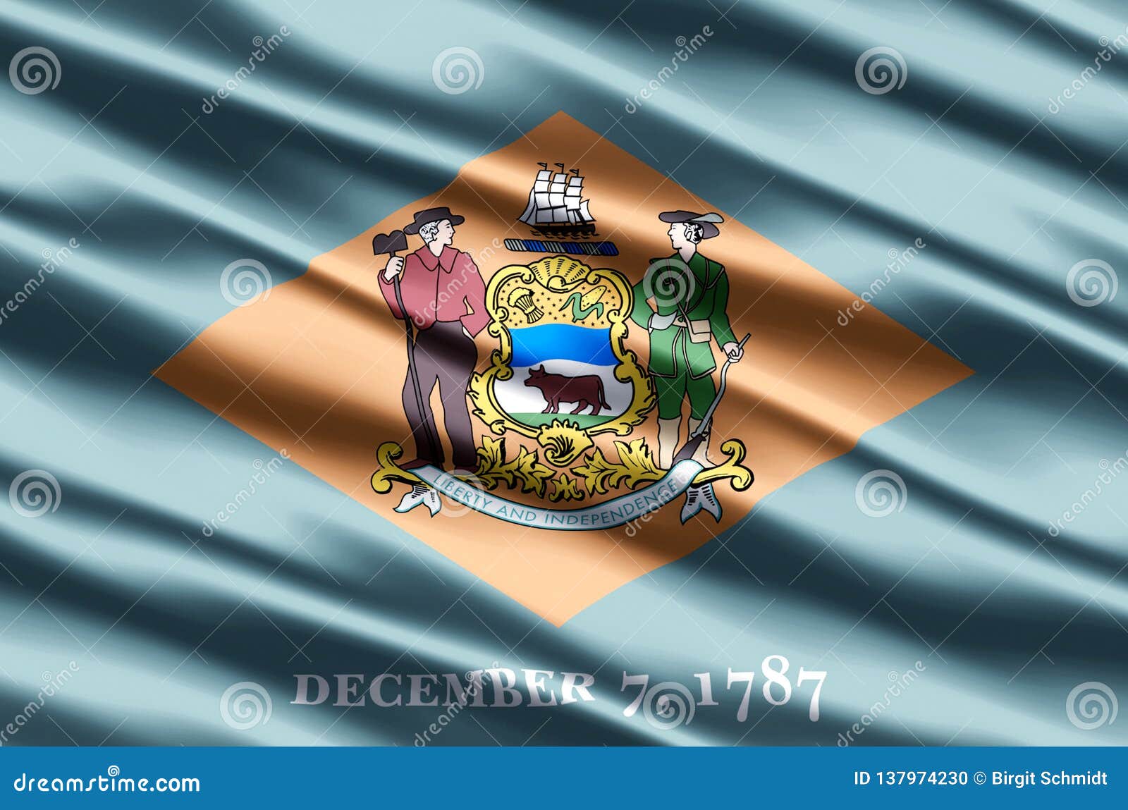 Delaware Realistic Flag Illustration. Stock Illustration - Illustration ...