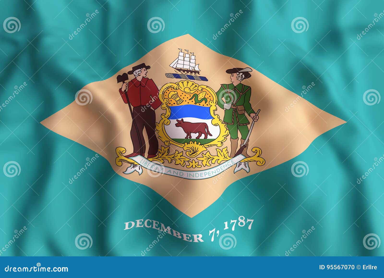 Delaware State flag stock illustration. Illustration of state - 95567070