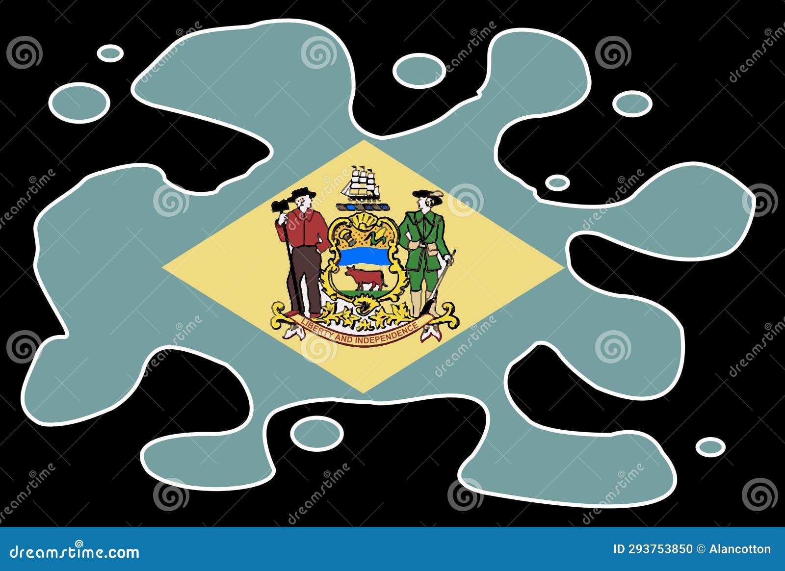 Delaware State Flag Splash Grunge Stock Vector - Illustration of ...