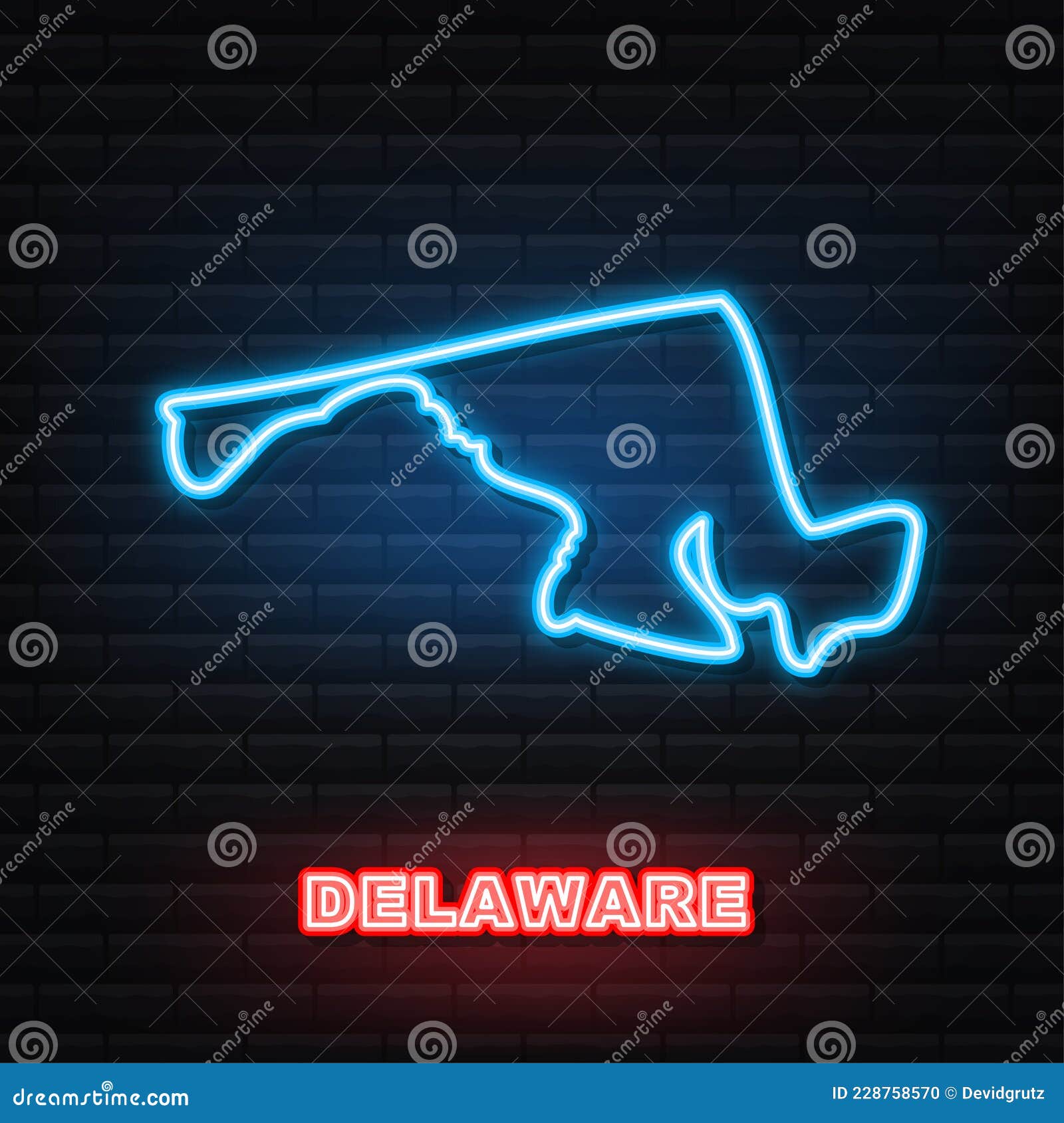 Delaware State Map Outline Neon Icon. Vector Illustration. Stock Vector ...