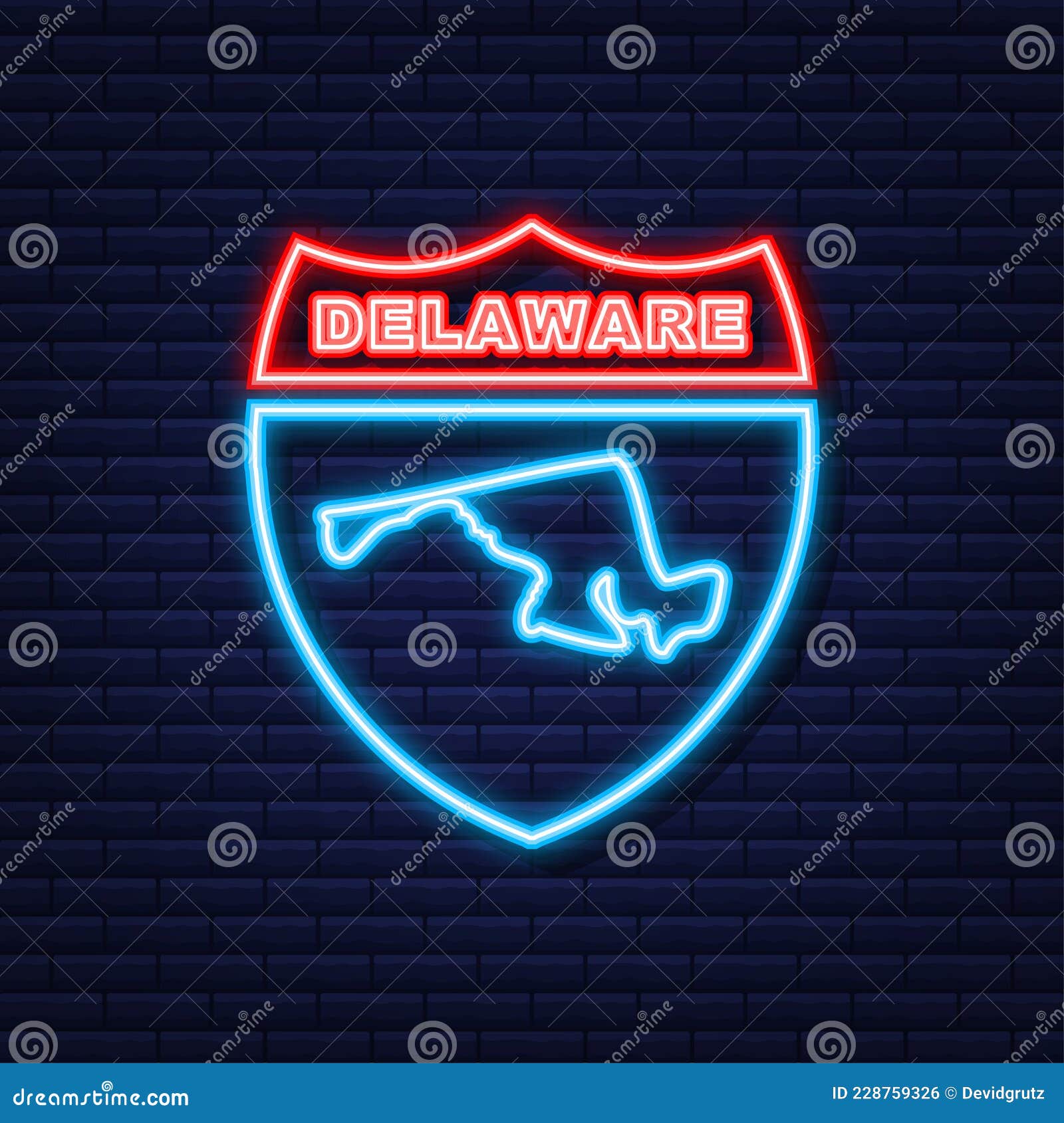 Delaware State Map Outline Neon Icon. Vector Illustration. Stock Vector ...