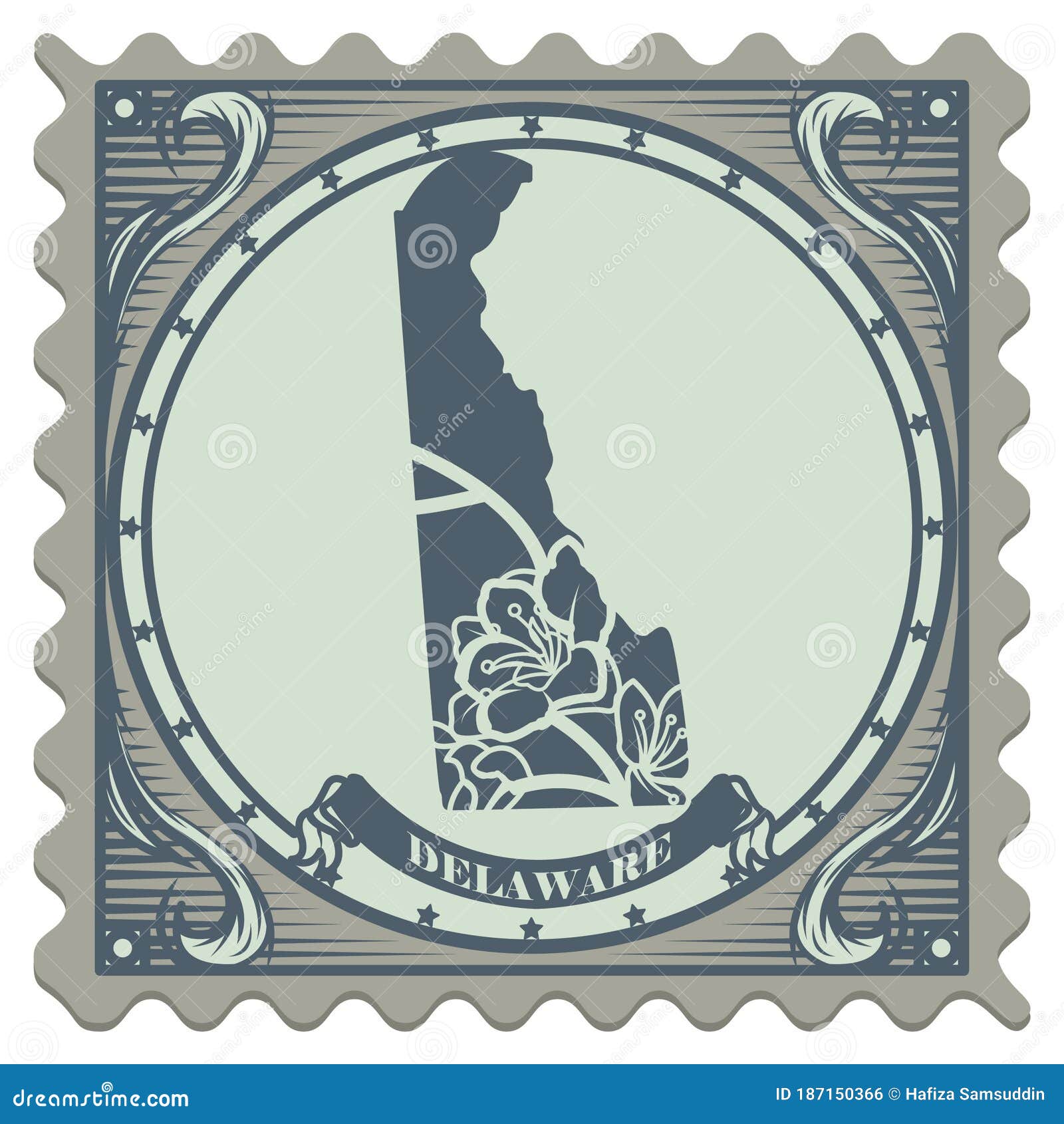 Delaware State Postage Stamp. Vector Illustration Decorative Design ...
