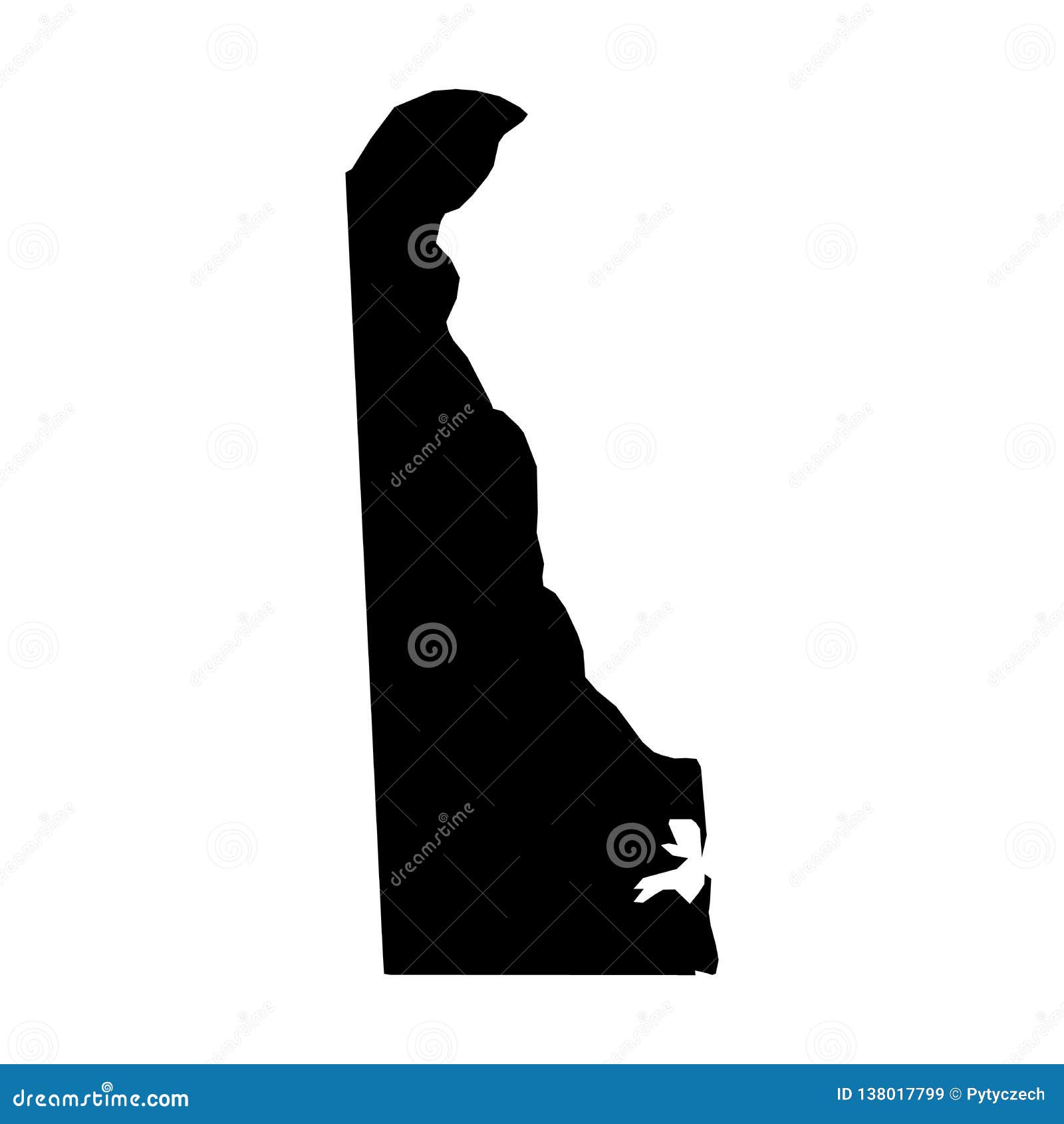 Delaware, State of USA - Solid Black Silhouette Map of Country Area ...