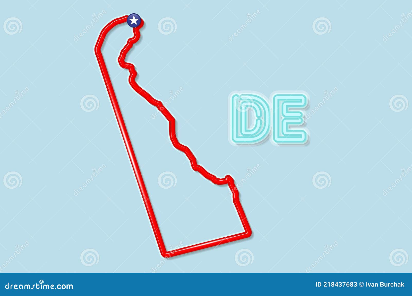 Delaware US State Bold Outline Map. Vector Illustration Stock Vector ...