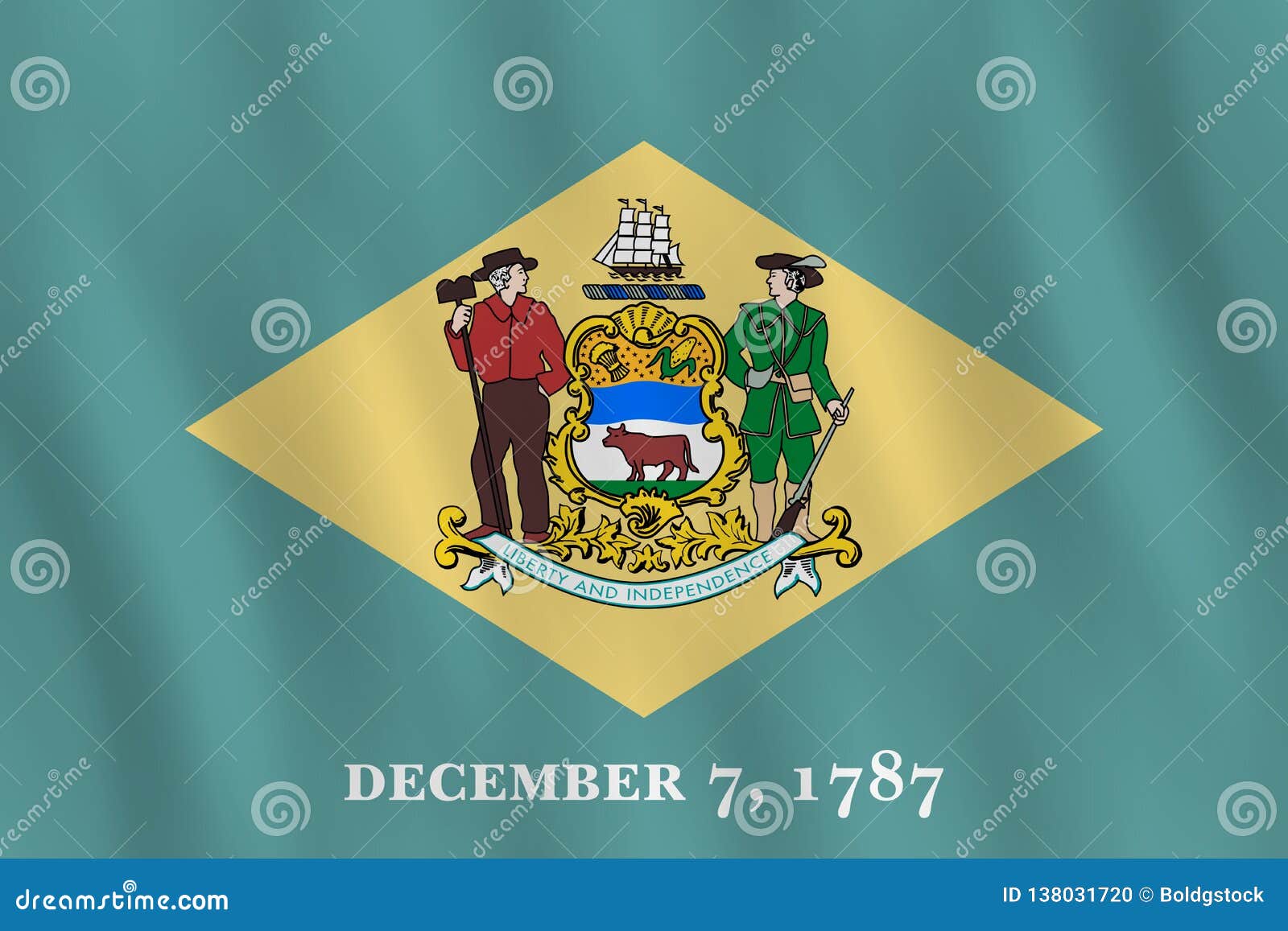 Delaware US State Flag with Waving Effect, Official Proportion Stock ...